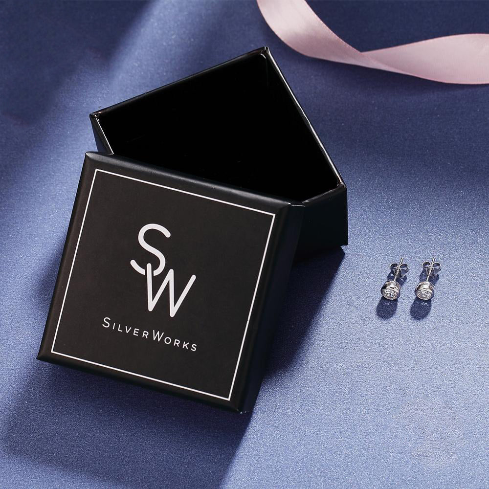 Mitch Round Bezel Silver Stud Earrings – SilverWorks