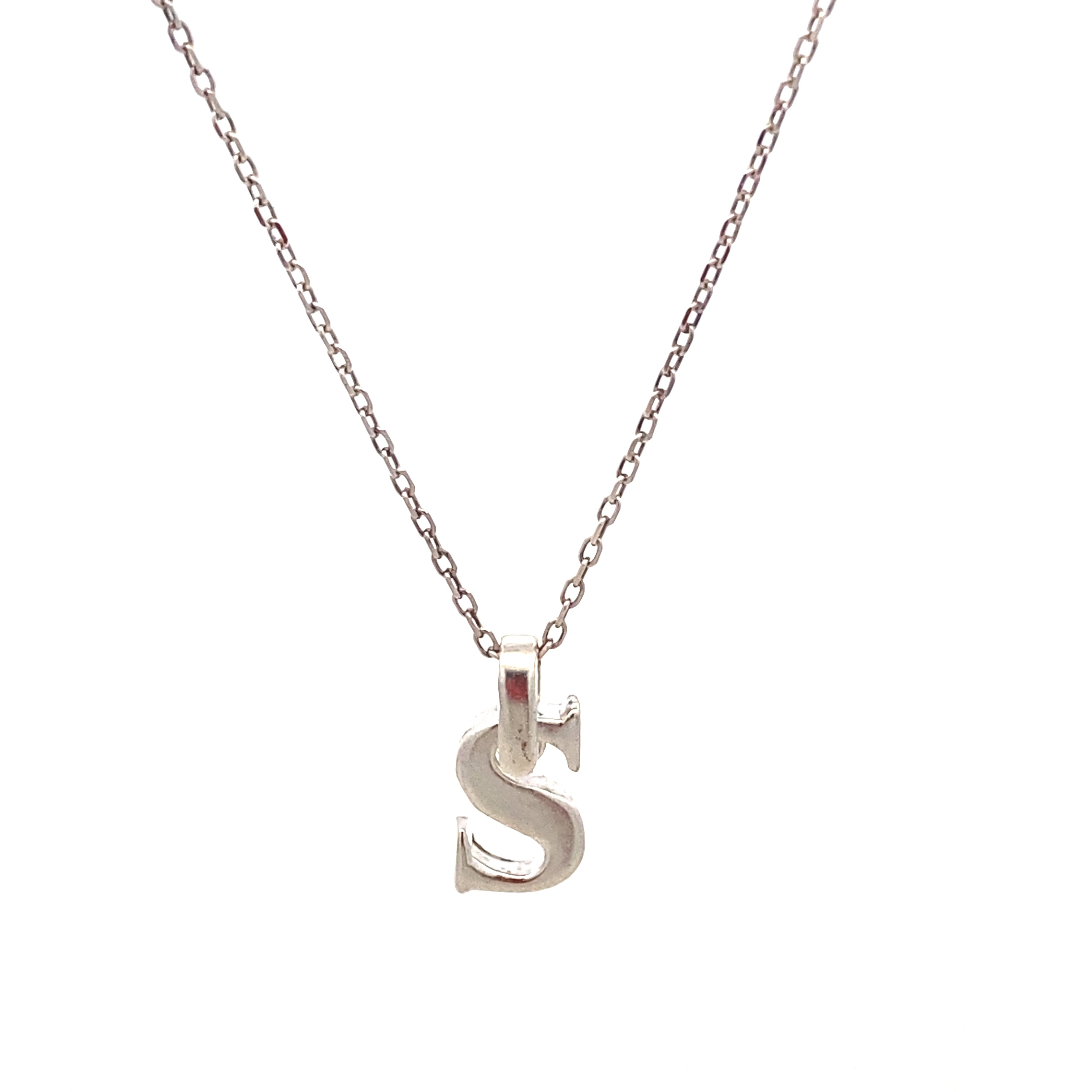 C4013 CHAIN W/LETTER S PENDANT – SilverWorks