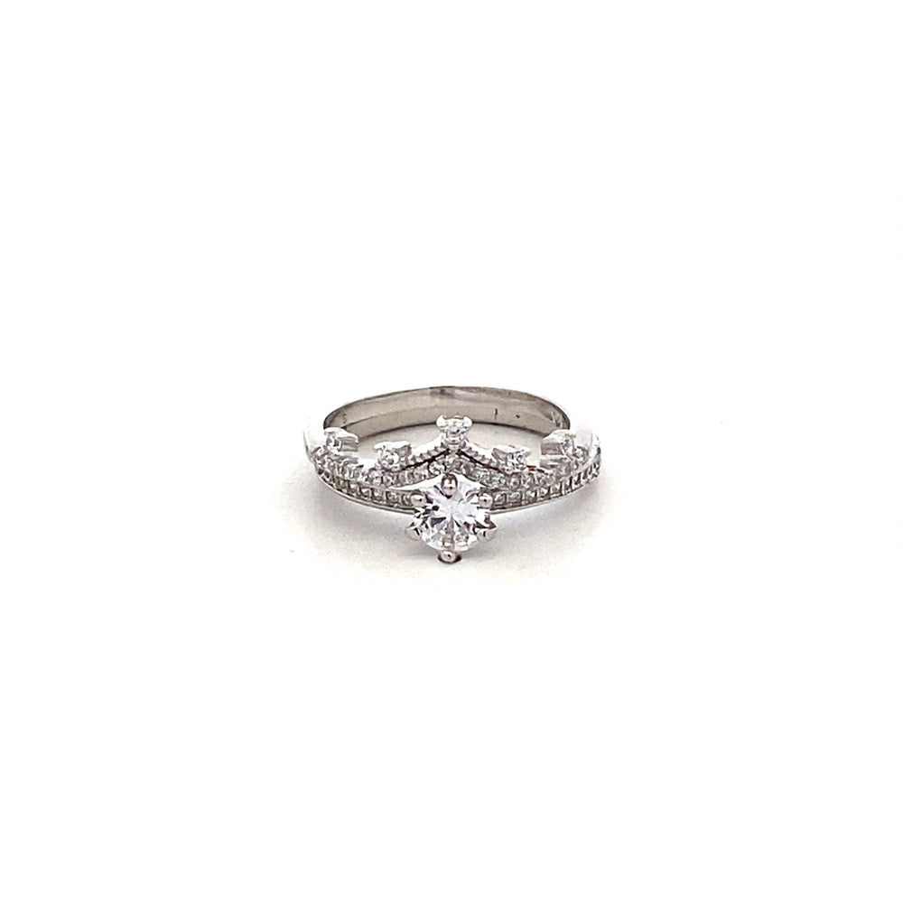 R66357 CROWN RING WITH 5MM CZ 3.6G – SilverWorks