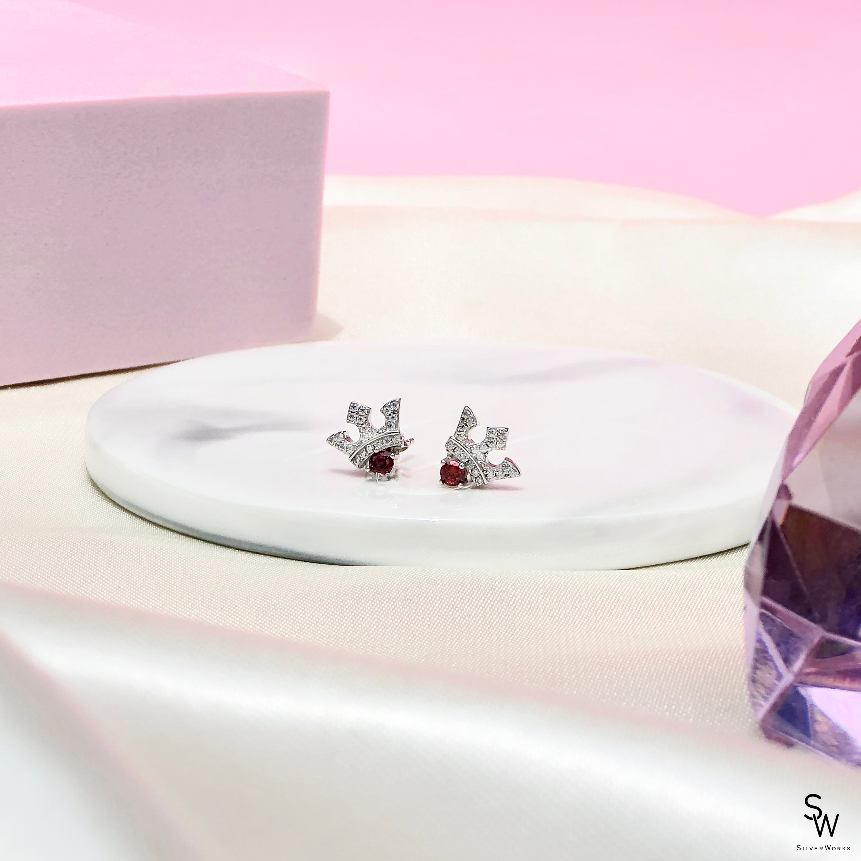 Aurora Crown 925 Sterling Silver Stud Earrings | SilverWorks